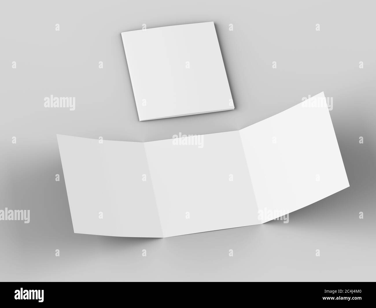 Open tri-folded leaflet in square format Stock Photo - Alamy