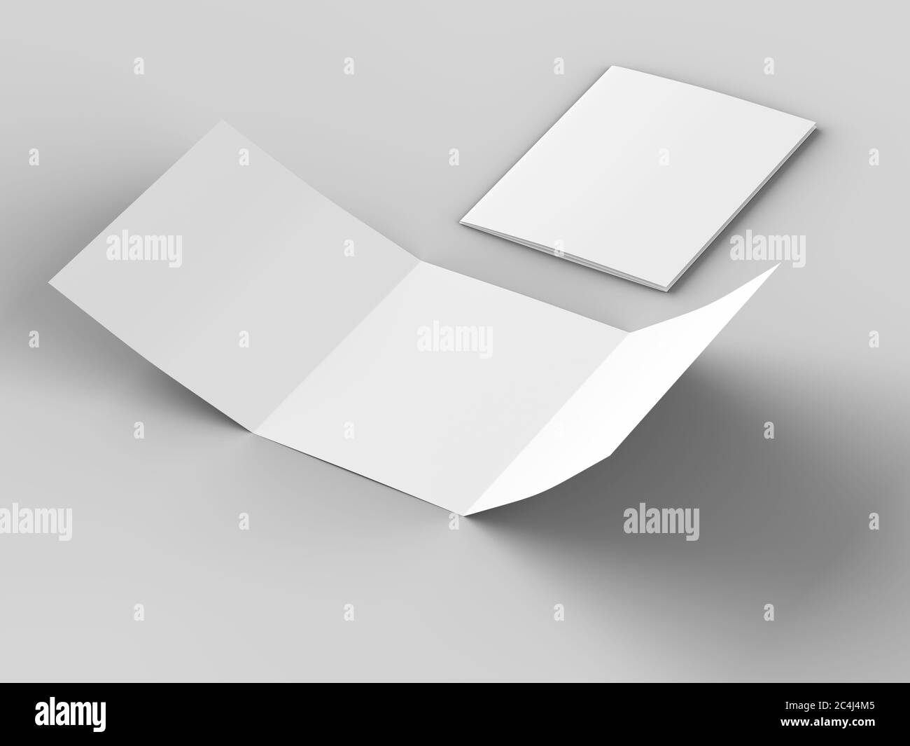 Open tri-folded leaflet in square format Stock Photo - Alamy