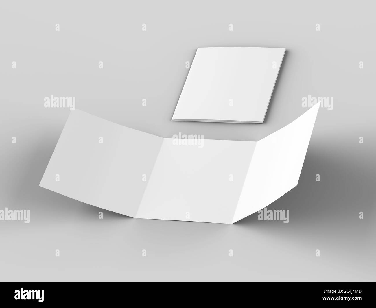 Open tri-folded leaflet in square format Stock Photo - Alamy