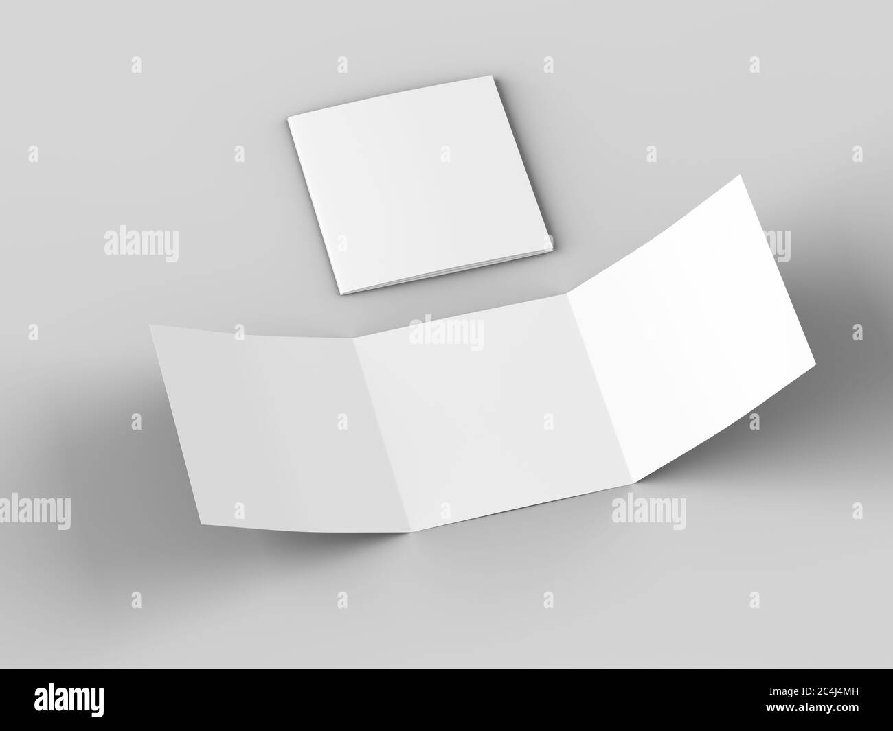 Open tri-folded leaflet in square format Stock Photo - Alamy