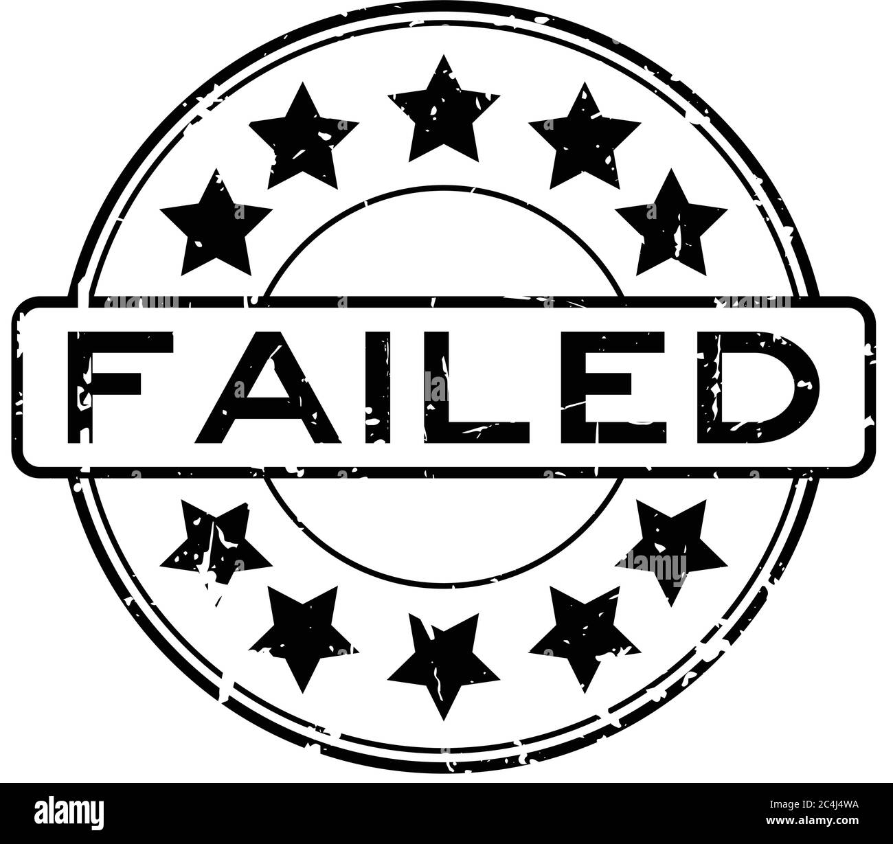 Grunge black fail wording with star icon round rubber seal stamp on ...