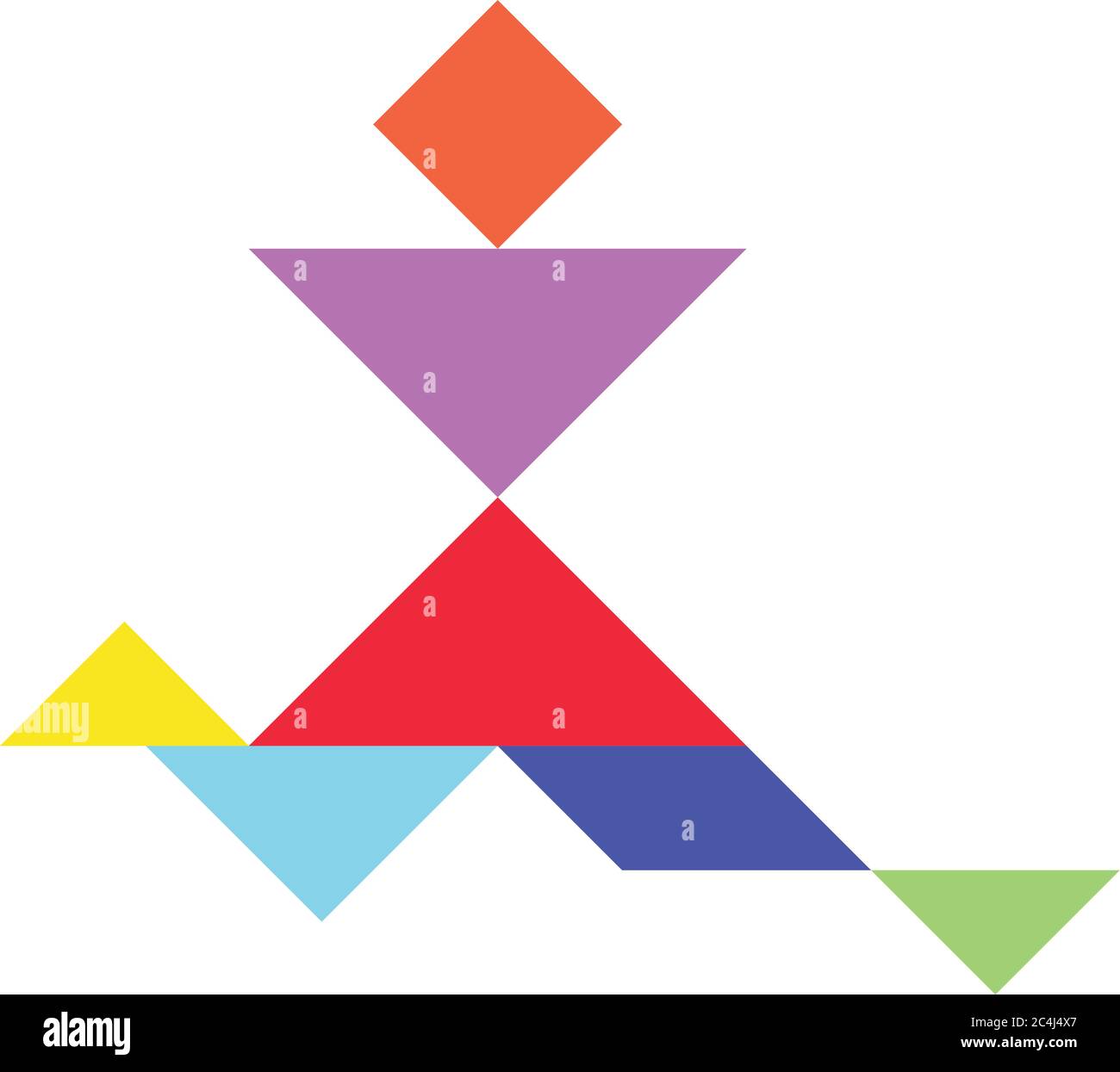 Color tangram puzzle in running man shape on white background (Vector ...