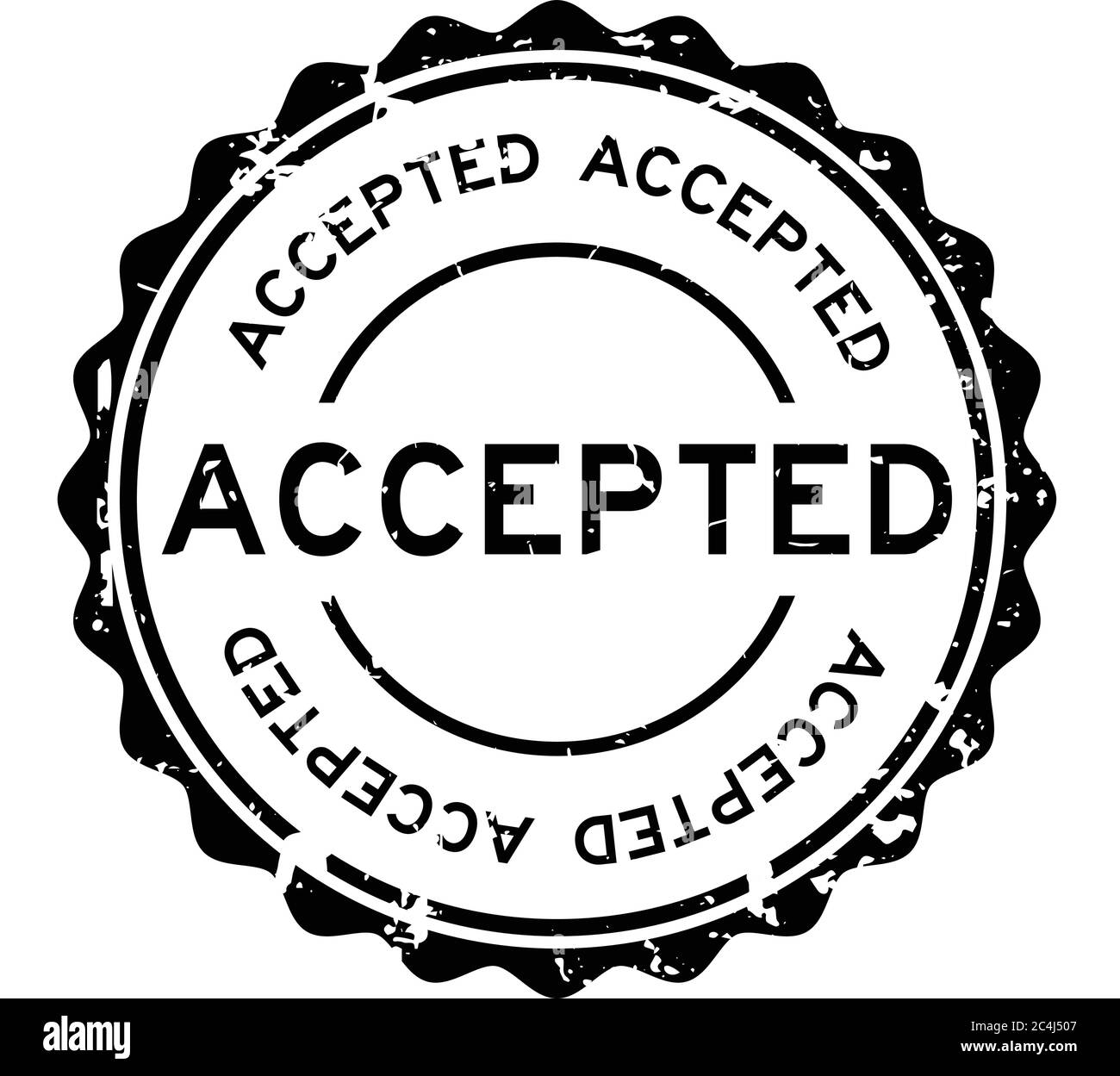 Grunge black accepted word round rubber seal stamp on white background ...
