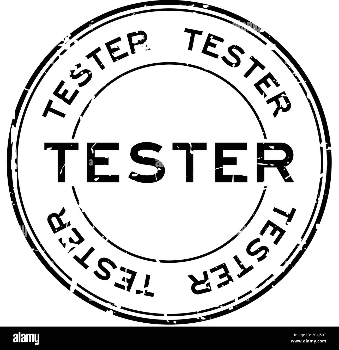 Grugne black tester word round rubber seal stamp on white background ...