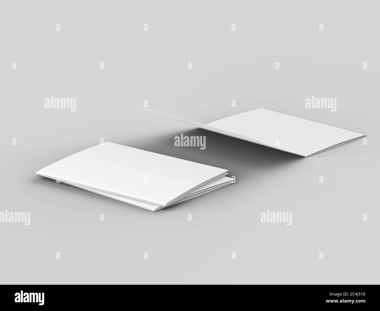 Open tri-folded leaflet in square format Stock Photo - Alamy