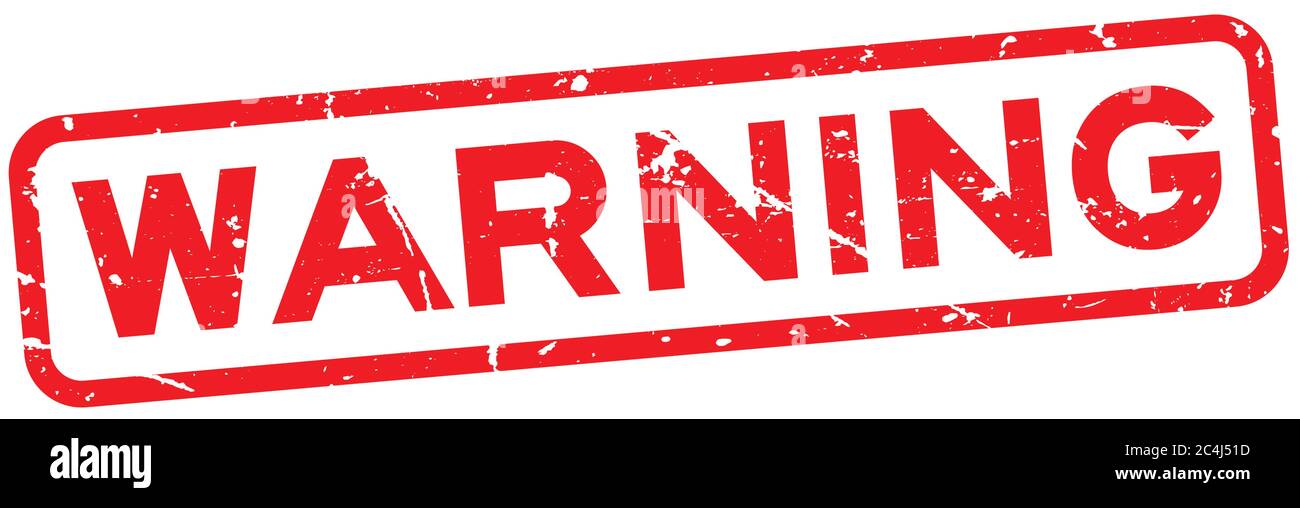Grunge red warning word square rubber seal stamp on white background ...