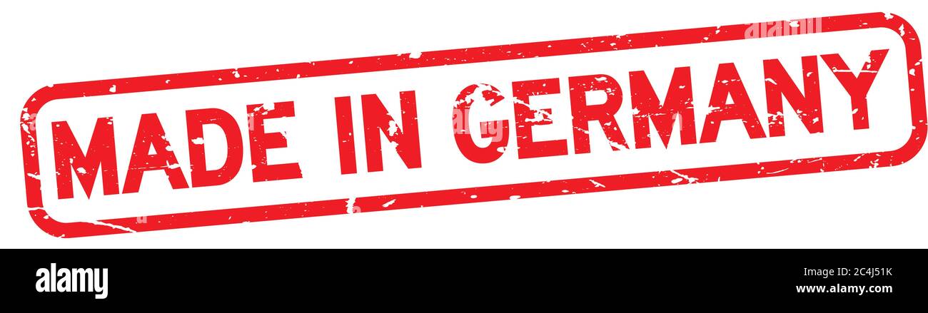 Grunge red made in Germany word square rubber seal stamp on white ...