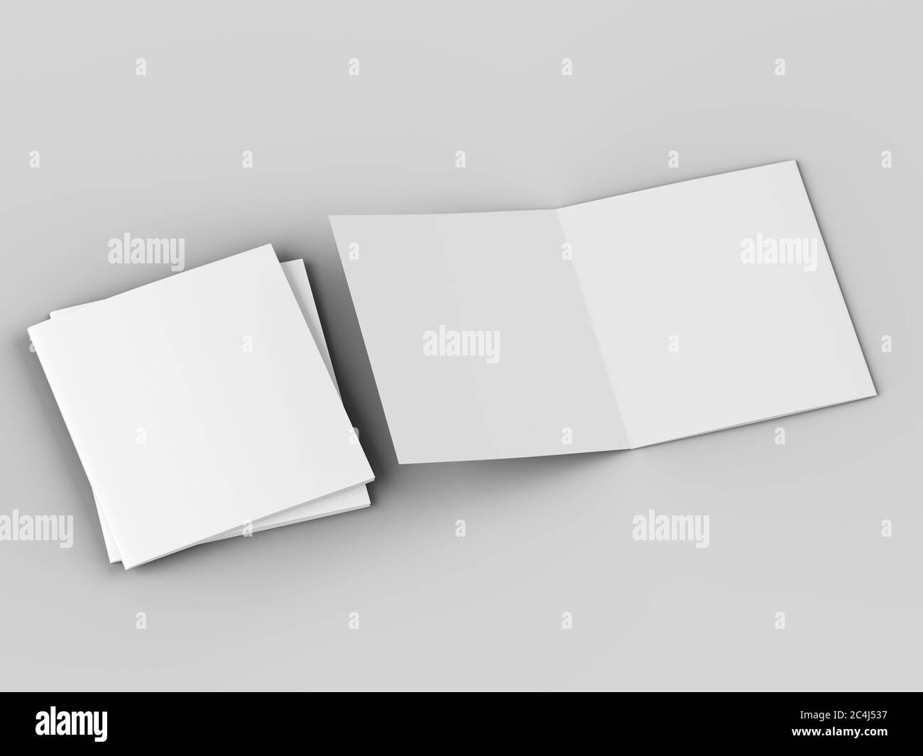 Open tri-folded leaflet in square format Stock Photo - Alamy