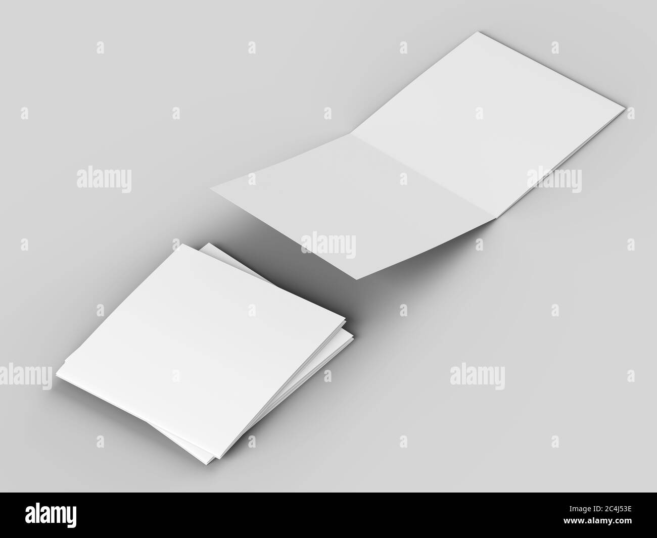 Open tri-folded leaflet in square format Stock Photo - Alamy