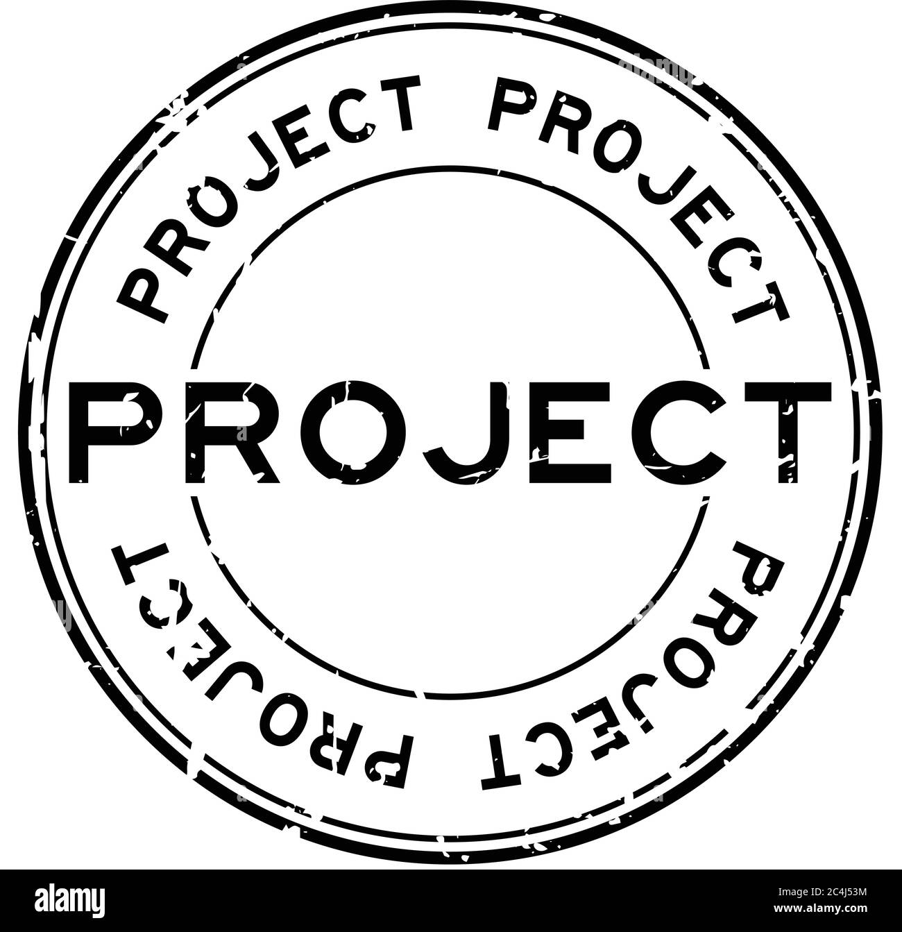 Grunge black project word round rubber seal stamp on white background ...