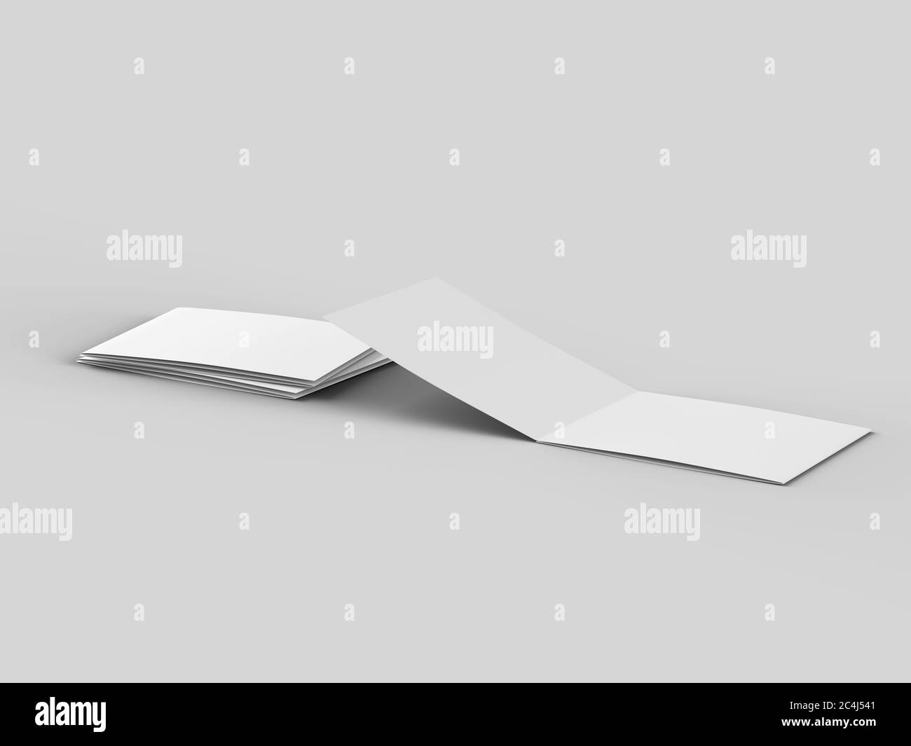 Open tri-folded leaflet in square format Stock Photo - Alamy