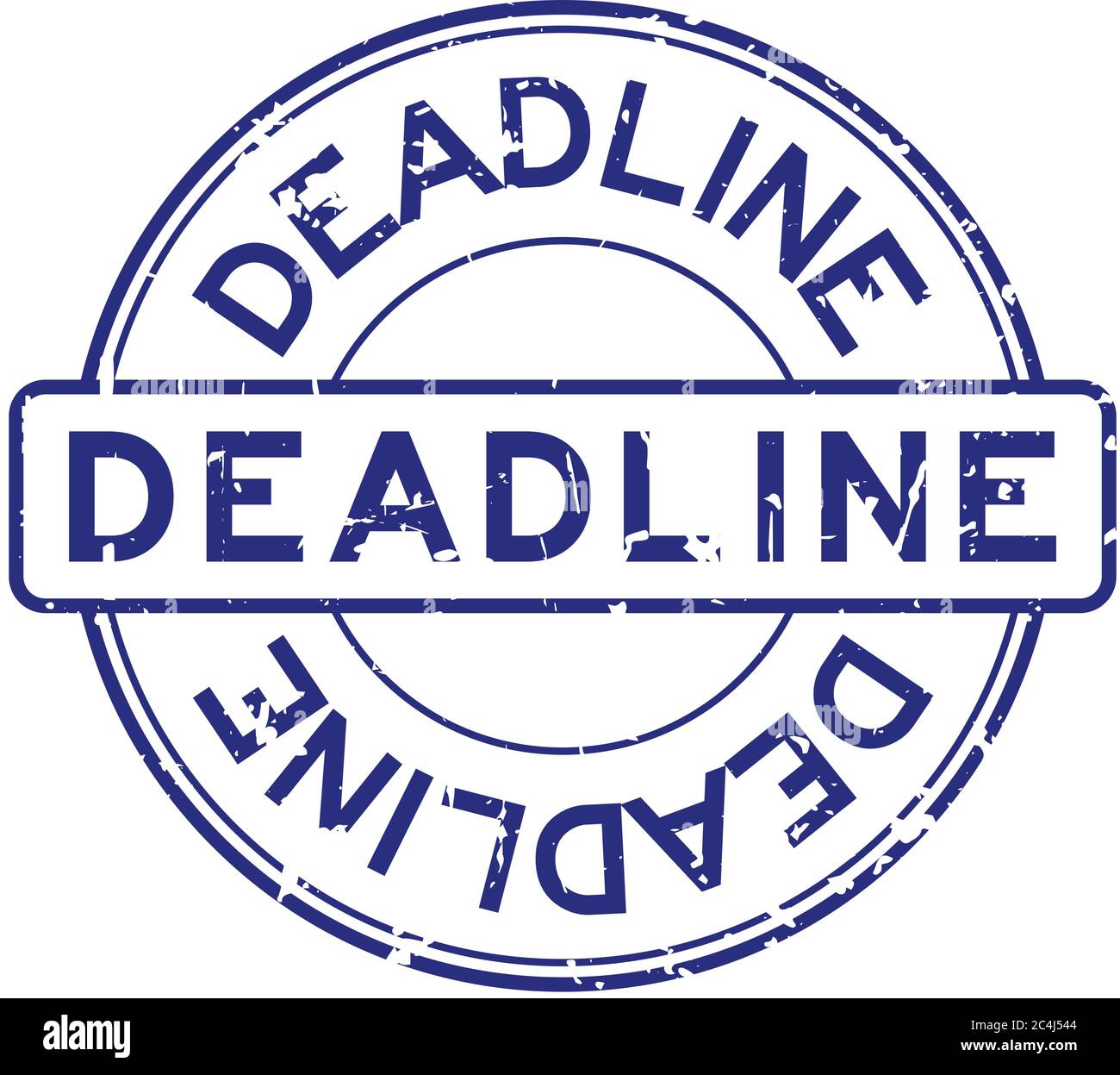 Grunge blue deadline round rubber seal stamp on white background Stock ...