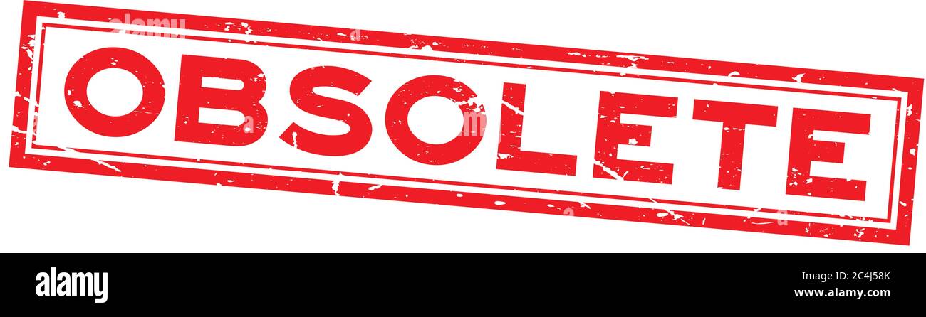 Grunge red obsolete word square rubber seal stamp on white background ...