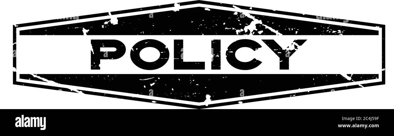 Grunge black policy word hexagon rubber seal stamp on white background ...