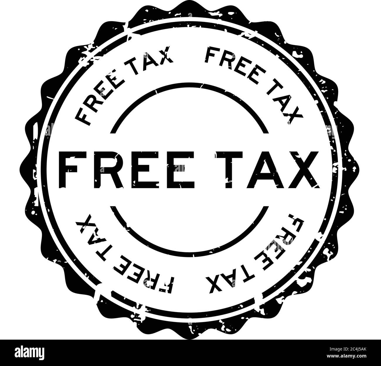Grunge black free tax word round rubber seal stamp on white background ...