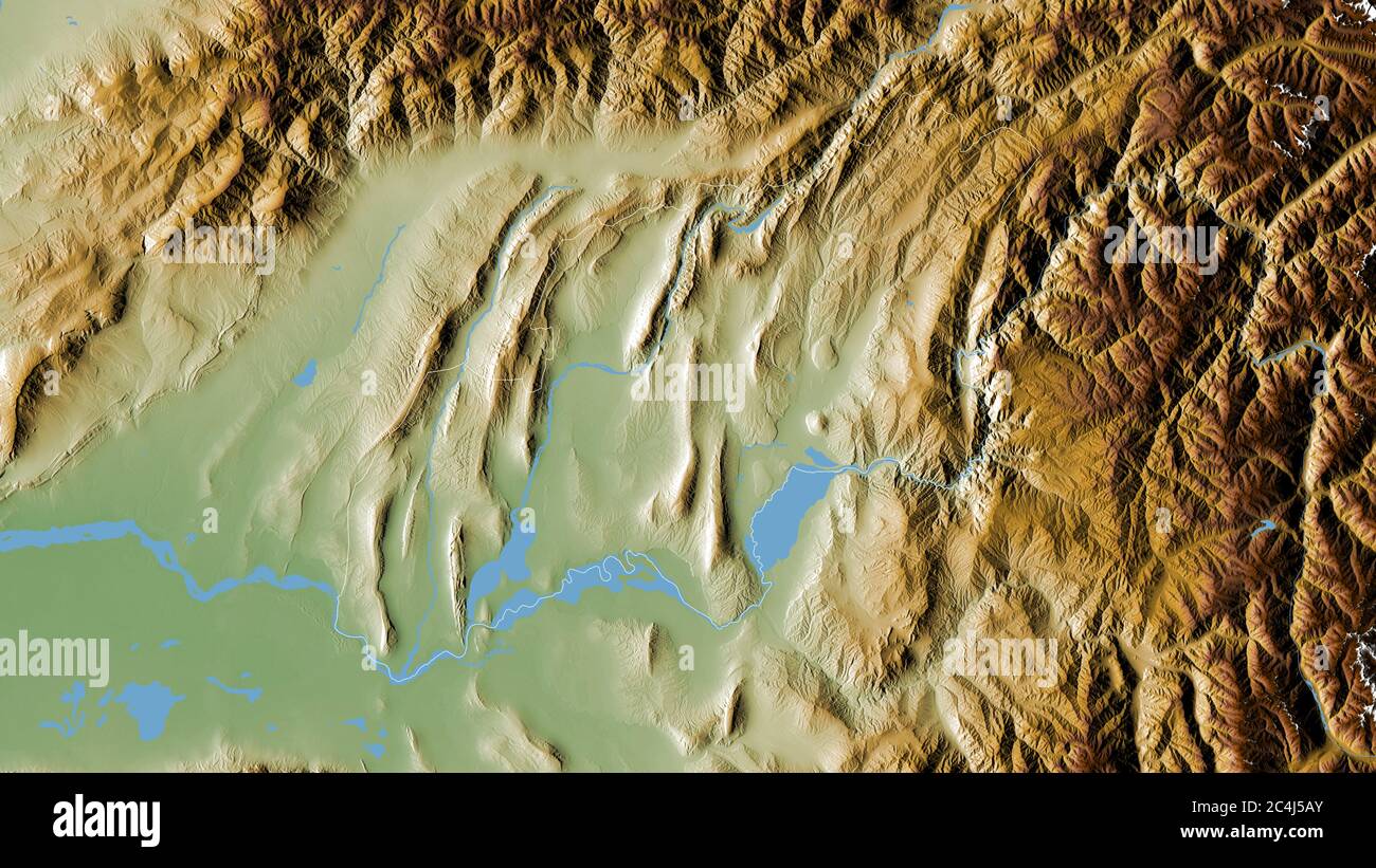 Khatlon, region of Tajikistan. Colored shader data with lakes and ...
