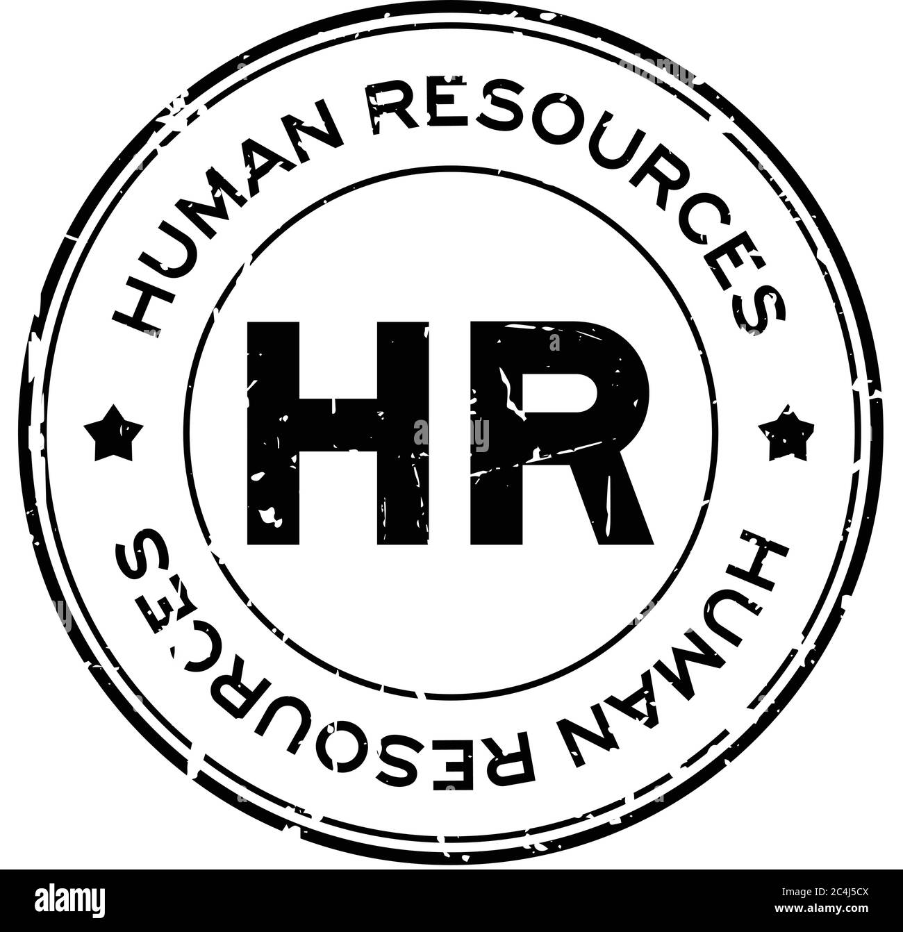 Grunge black HR word (Abbreviation of Human Resources) round rubber ...