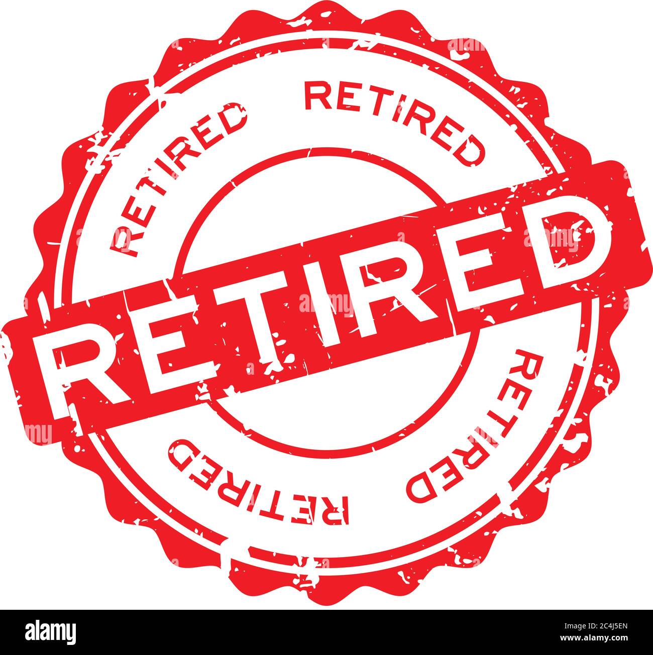 Grunge red retired word round rubber seal stamp on white background ...