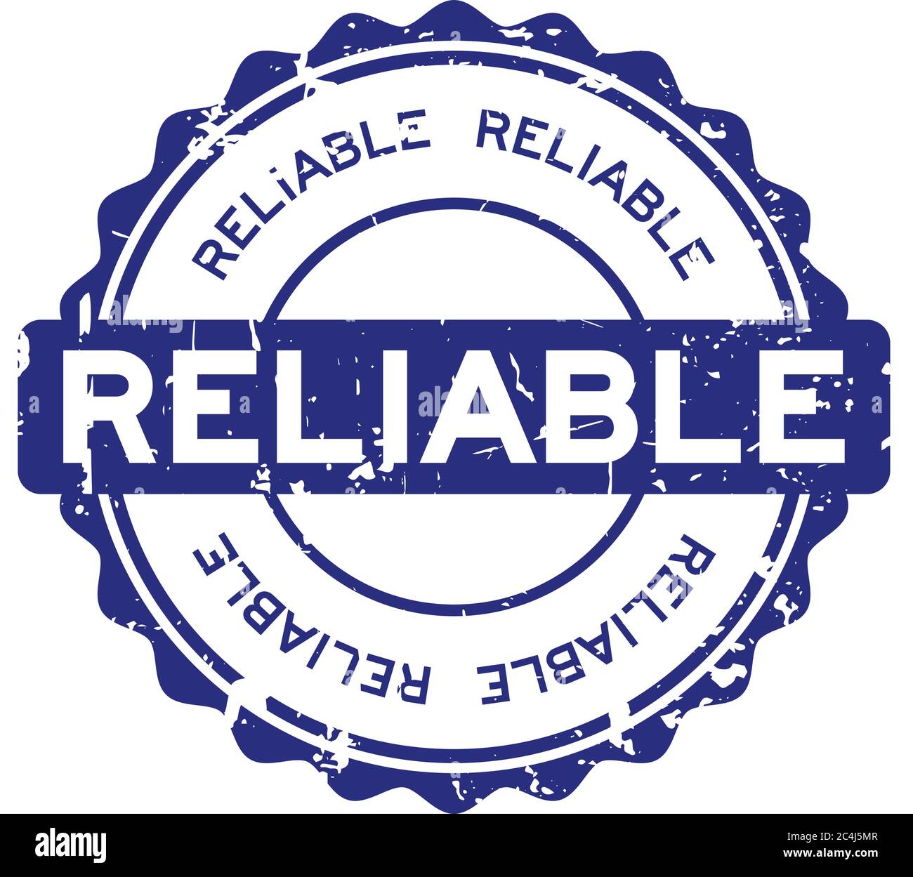 Grunge blue reliable round rubber seal stamp on white background Stock ...