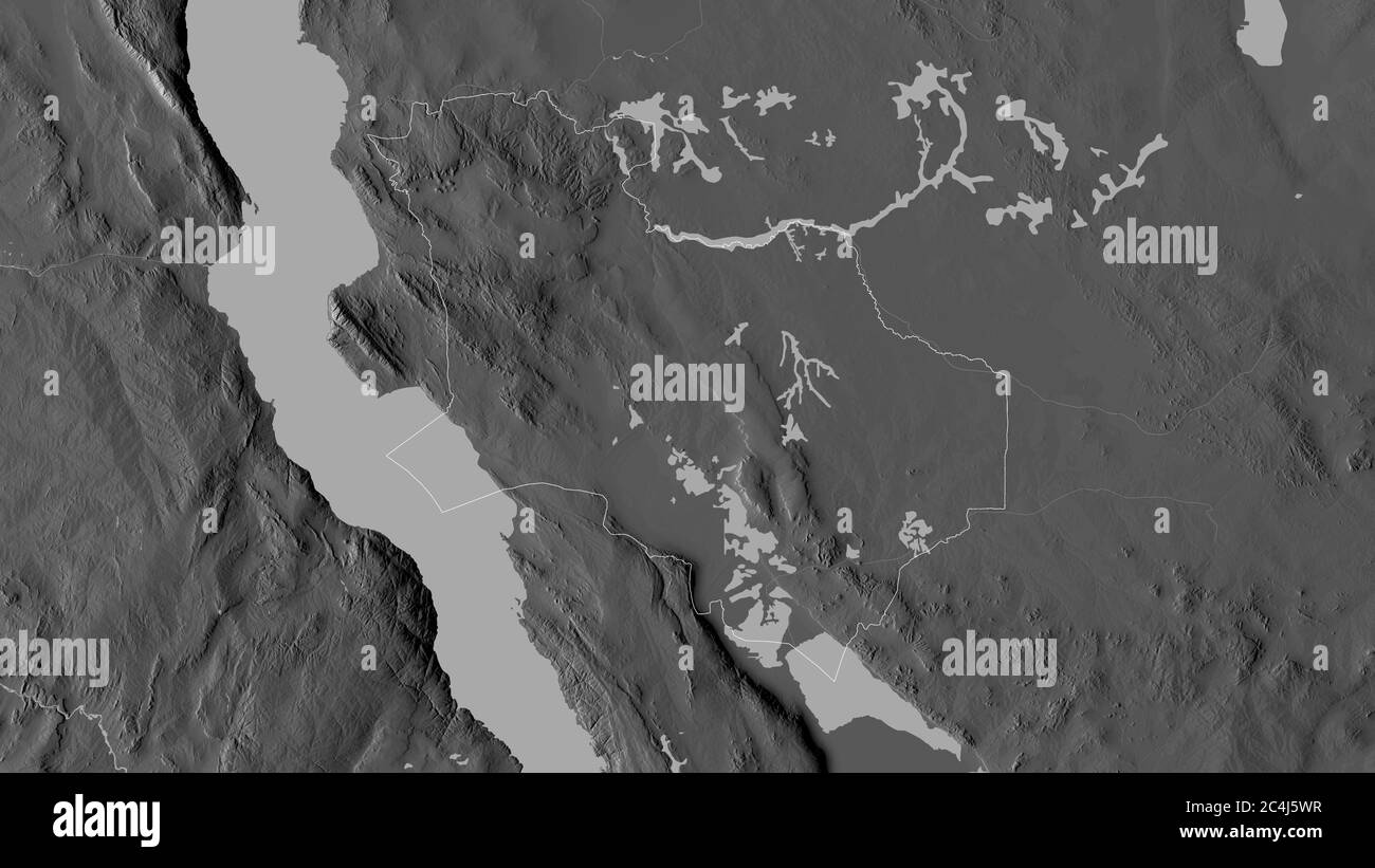 Katavi, region of Tanzania. Grayscaled map with lakes and rivers. Shape ...
