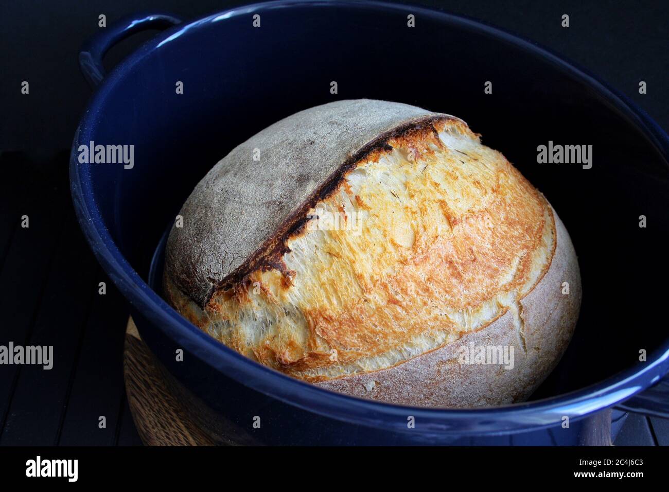 Sourdough bread In blue pan . High quality illustration Stock Photo - Alamy