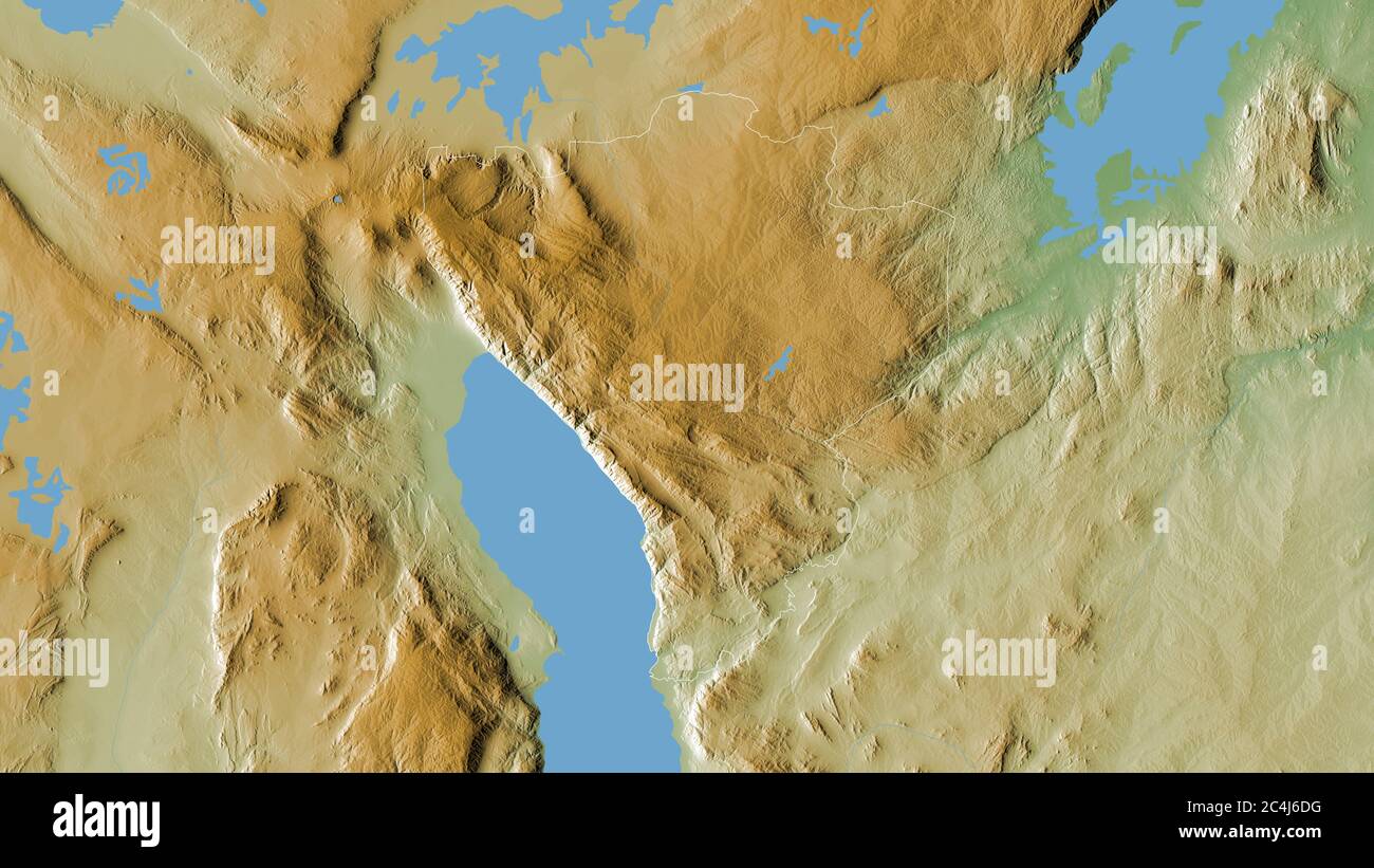 Njombe, region of Tanzania. Colored shader data with lakes and rivers ...
