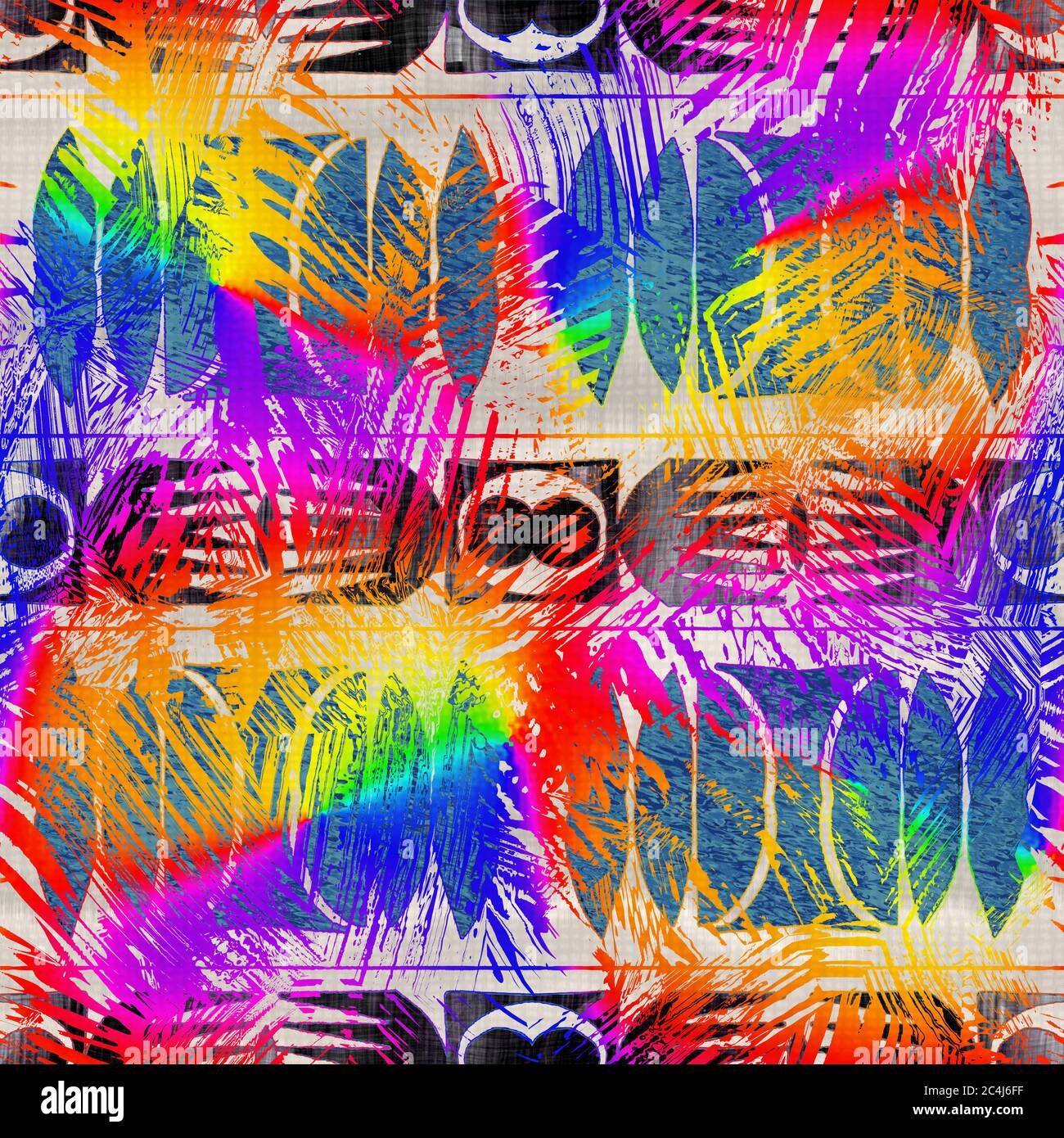 Seamless vibrant rainbow painted texture. Bold psychedelic neon ...