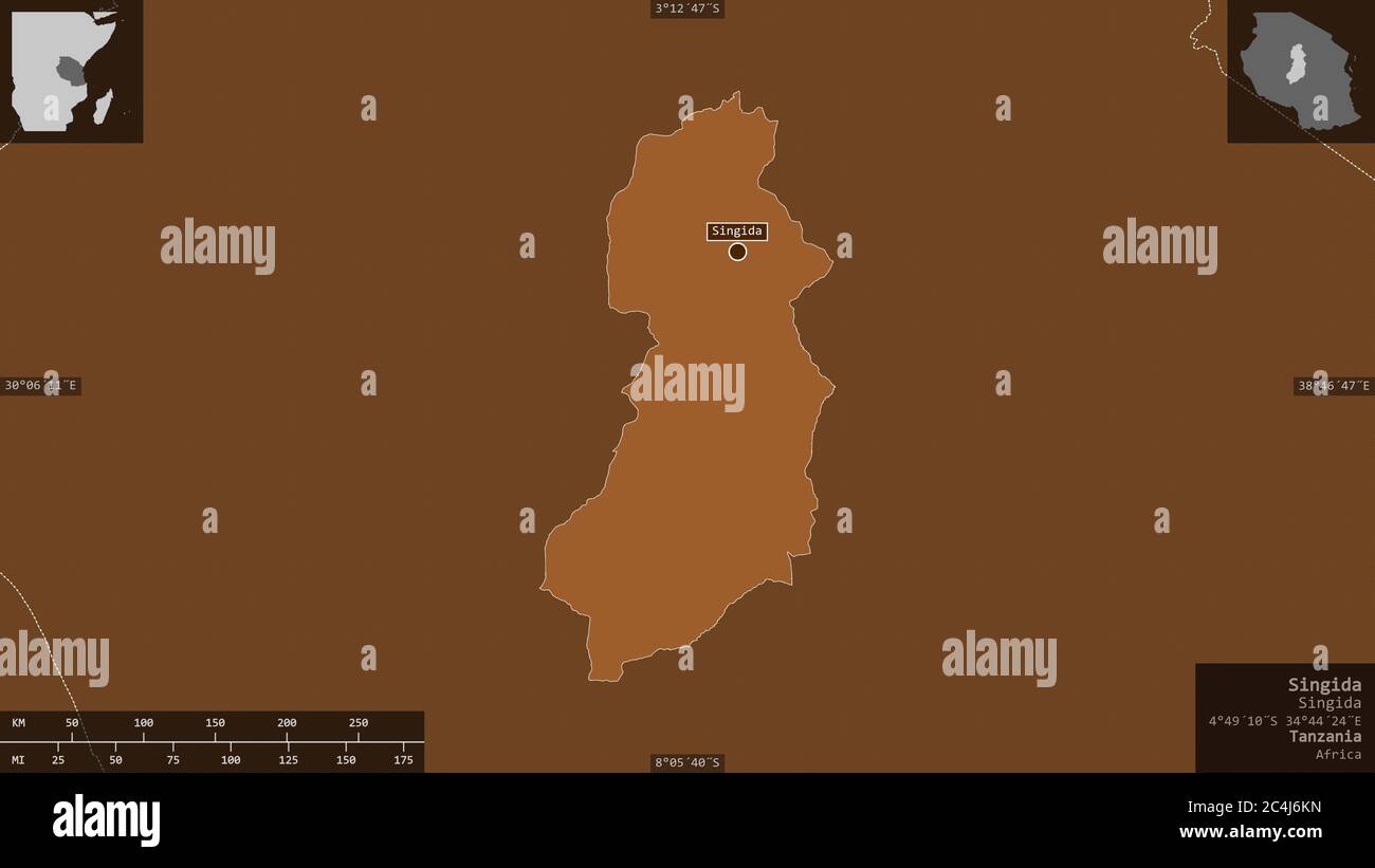 Singida, region of Tanzania. Patterned solids with lakes and rivers ...