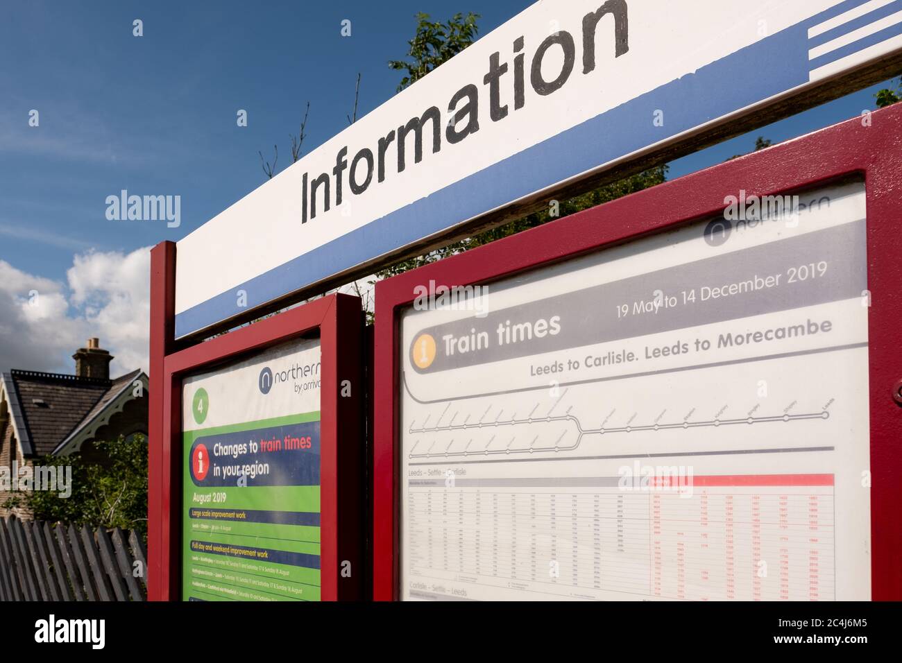 Detailed view of a railway timetable seen on the platform of the famous ...