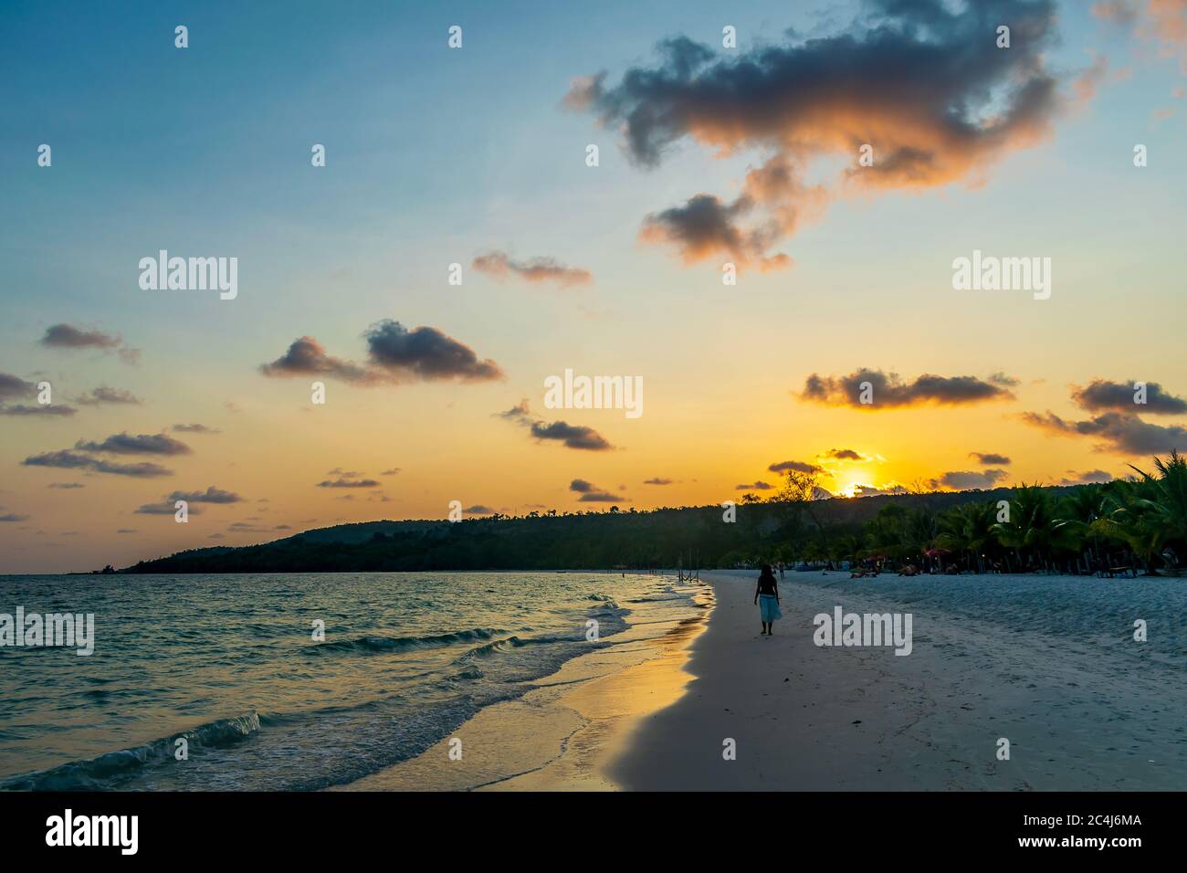 Long Set Beach, Koh Rong, Cambodia- Feb, 2020 : a beautiful sunset from ...