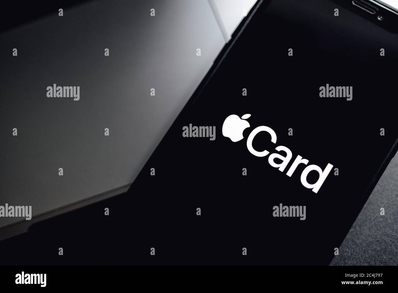 iPhone X with Apple Card logo on the screen Stock Photo - Alamy
