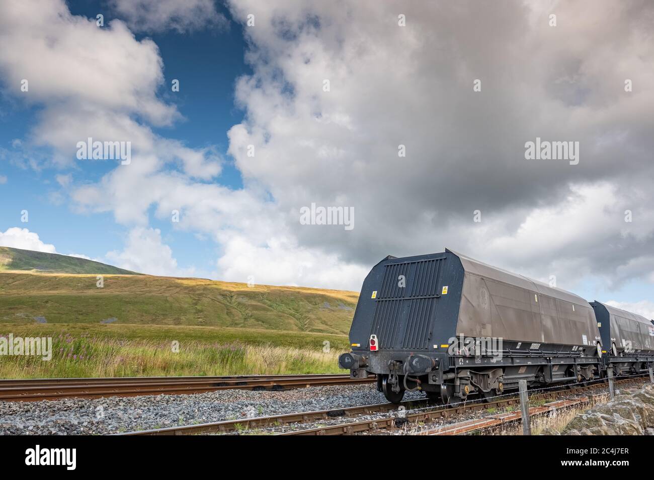 Isolated view of an automated, next generation freight train seen ...