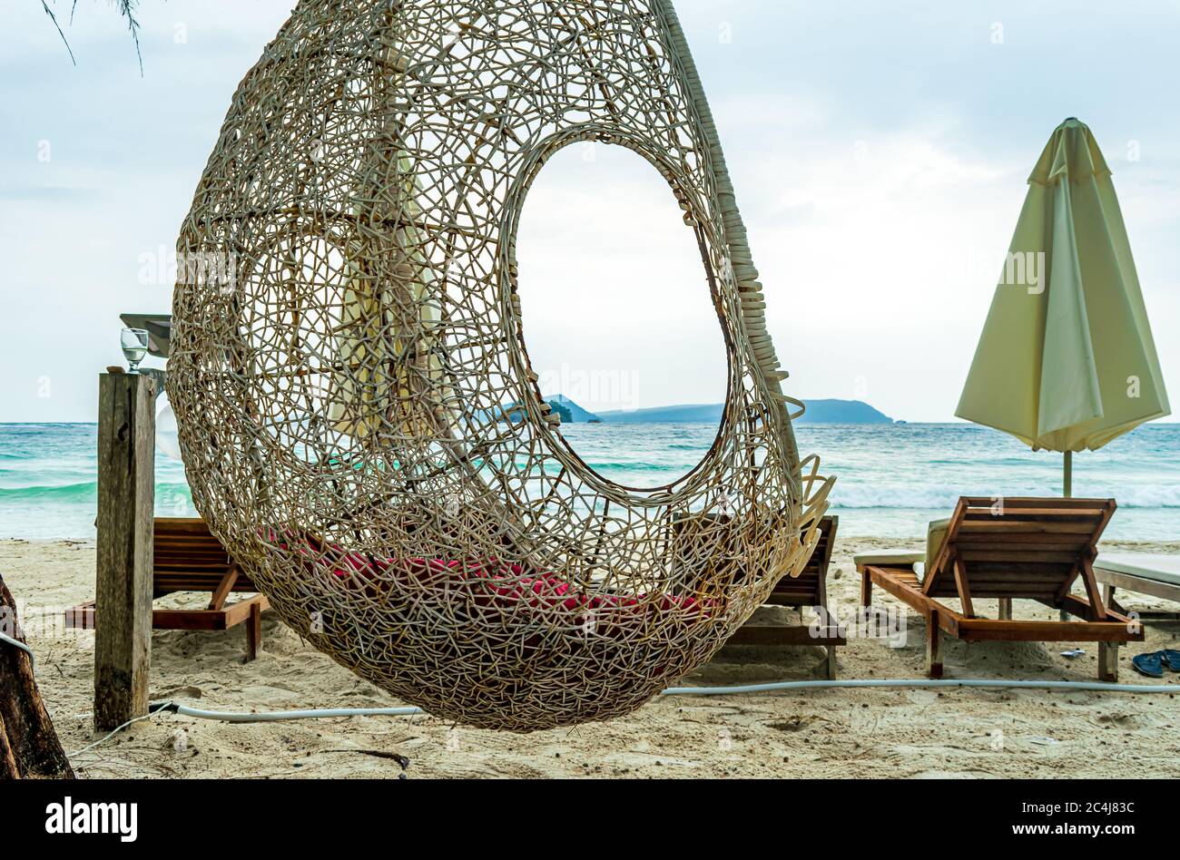 Beach swing on the beach at the Long Set Beach, Koh Rong, Cambodia ...