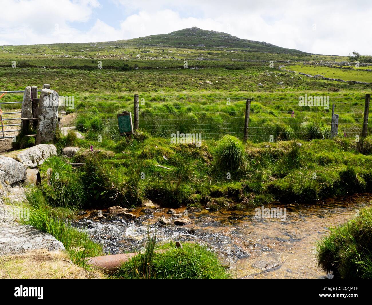 The De Lank River a tributary of the River Camel with Brown Willy the ...