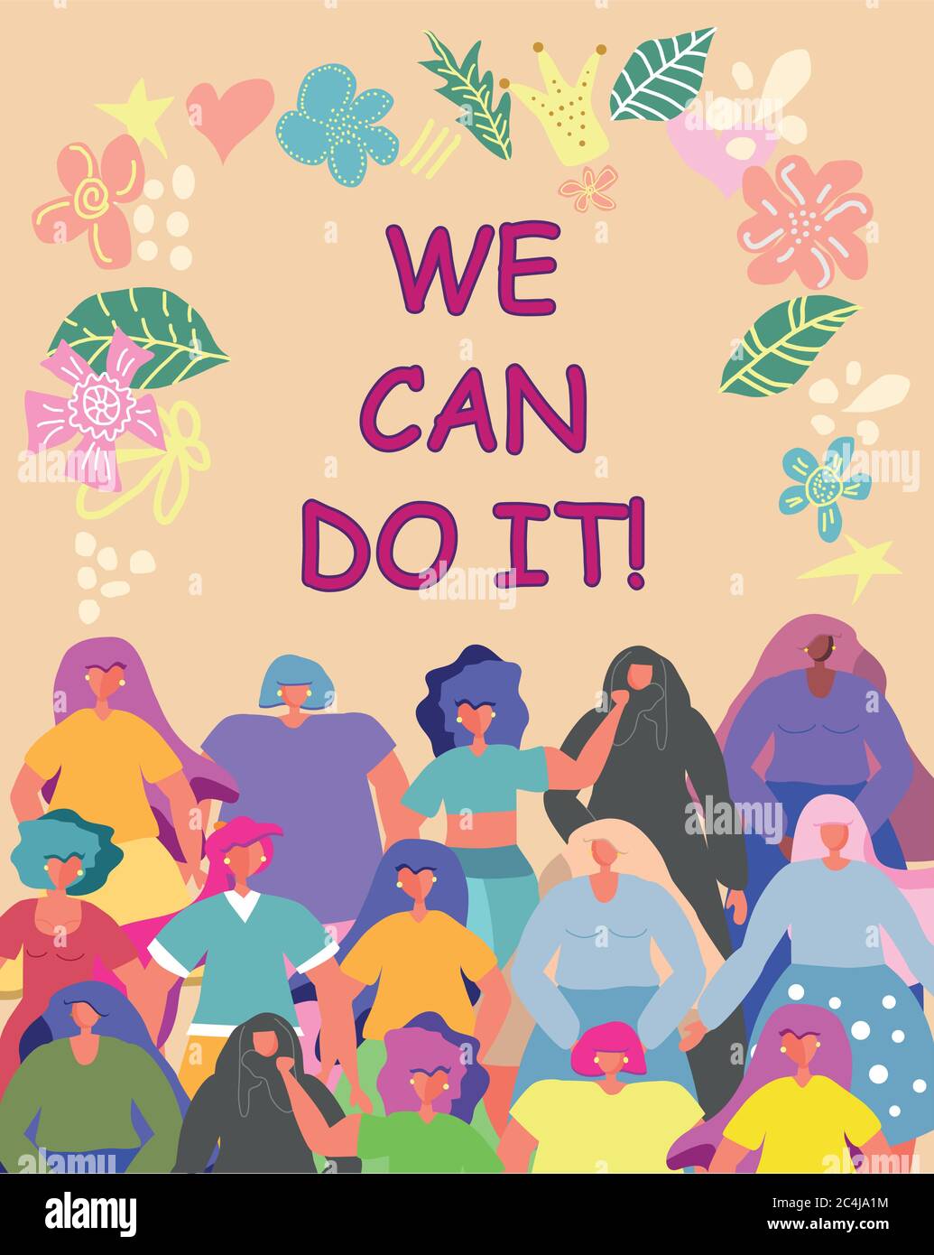 illustration graphic group of women, girls, power, strong, strength ...