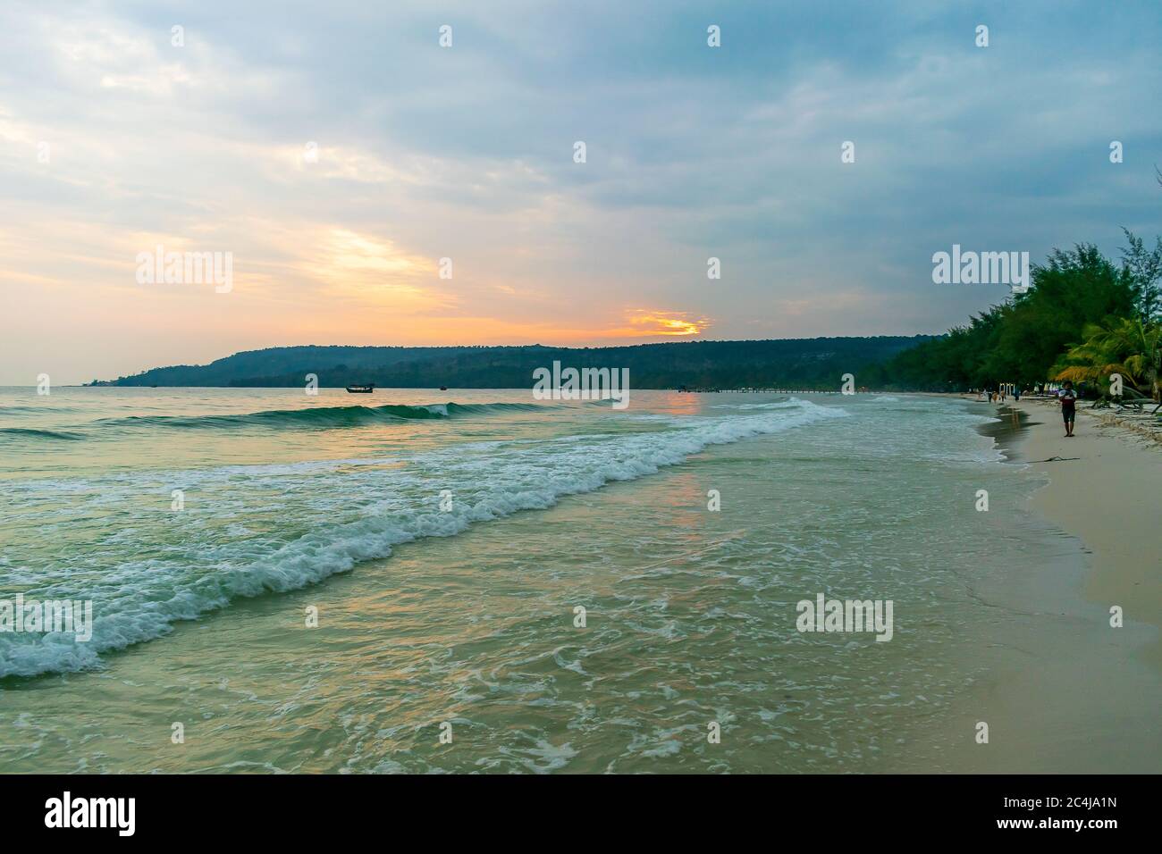 A beautiful sunset from the Long Set Beach, Koh Rong, Cambodia Stock ...