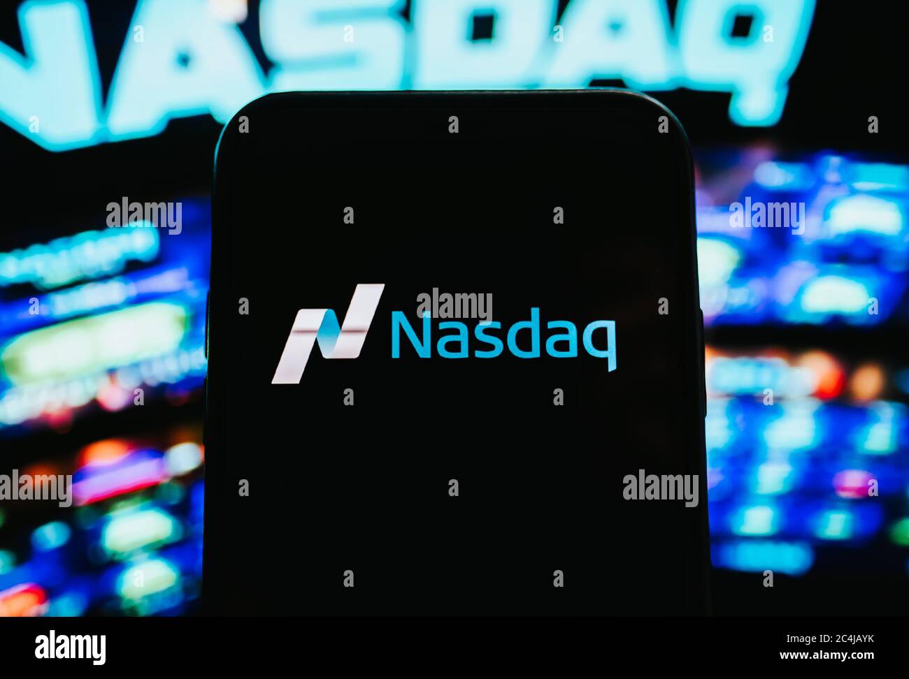 Nasdaq logo on mobile phone screen Stock Photo - Alamy