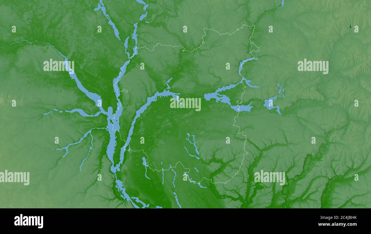 Chernihiv, region of Ukraine. Colored shader data with lakes and rivers ...