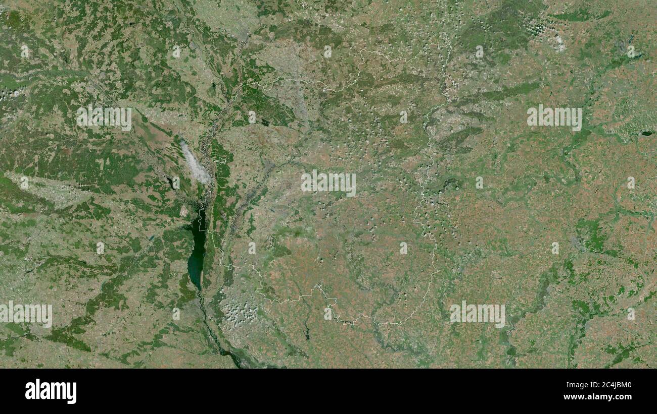 Chernihiv, region of Ukraine. Satellite imagery. Shape outlined against ...