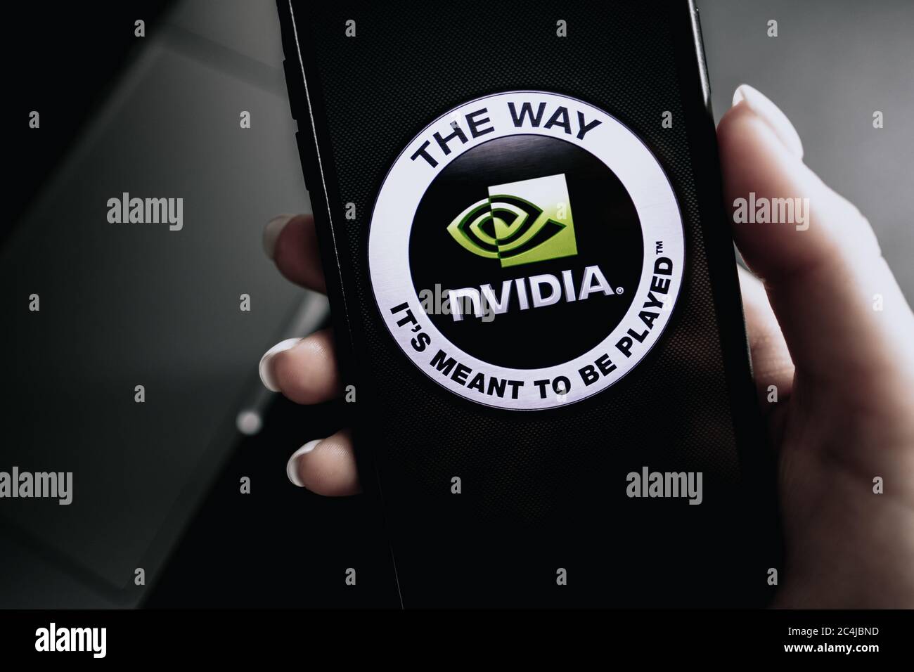 NVIDIA logo on the smartphone screen Stock Photo - Alamy