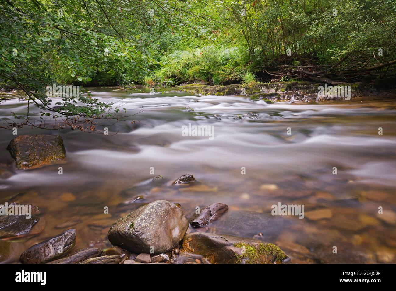 The River Barle at Shircombe Slade near Dulverton in Somerset. Part of ...