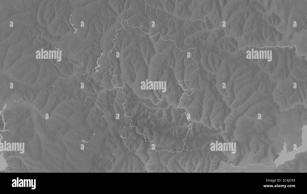 Luhans'k, region of Ukraine. Grayscaled map with lakes and rivers ...