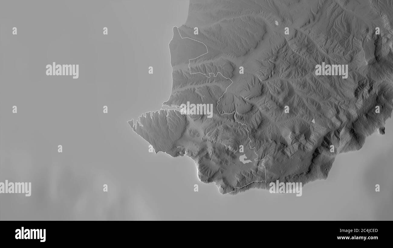 Sevastopol, autonomous republic of Ukraine. Grayscaled map with lakes ...