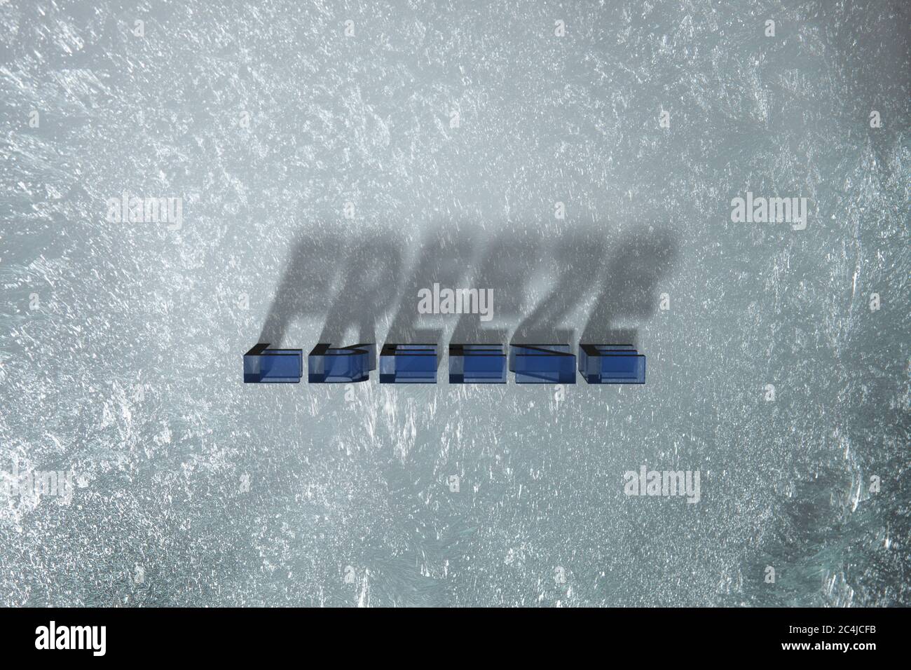 Words on a Ice sheet background. freeze blocks and shadows Stock Photo ...