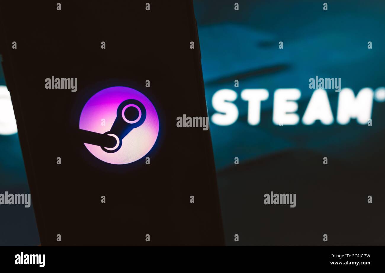 Steam app logo on the smartphone screen Stock Photo - Alamy