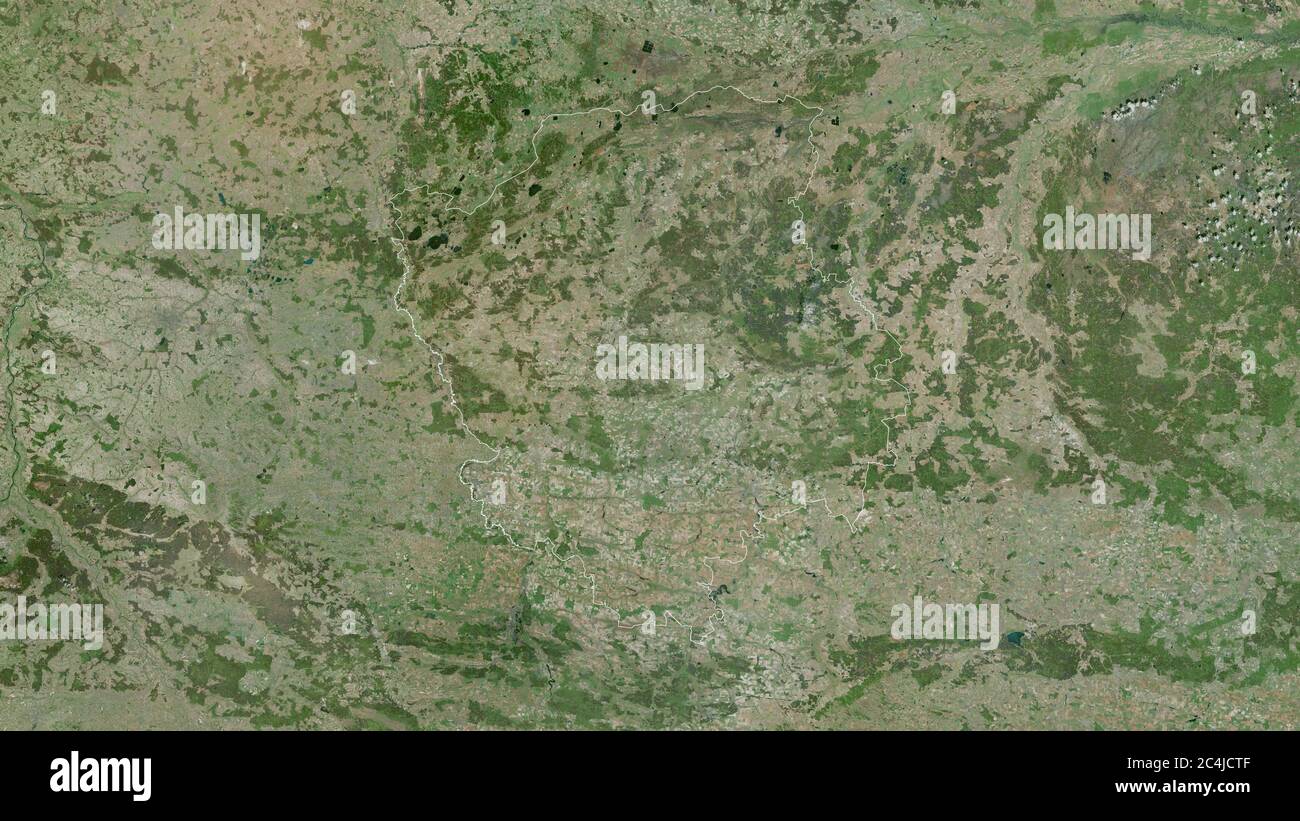 Volyn, region of Ukraine. Satellite imagery. Shape outlined against its ...