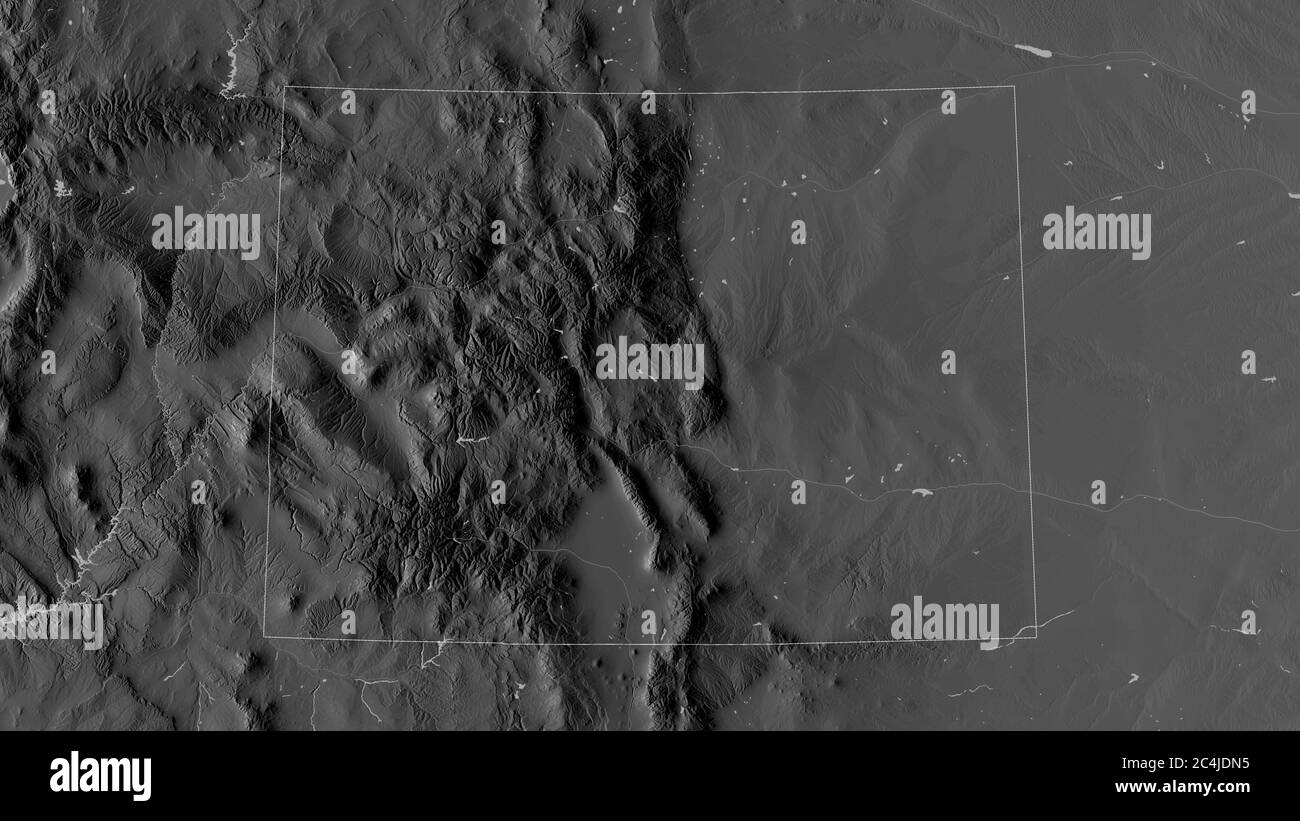 Colorado, state of United States. Grayscaled map with lakes and rivers ...
