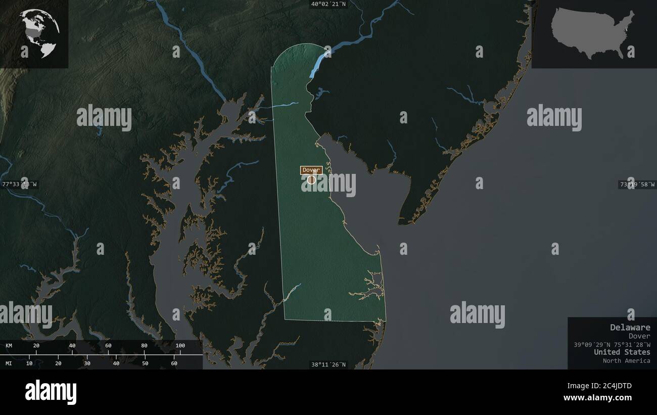 Delaware relief map hi-res stock photography and images - Alamy