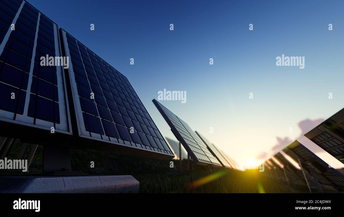 Solar panel farm under dramatic sky hi-res stock photography and images ...
