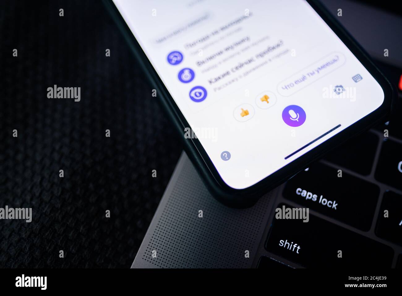 iPhone with voice assistant Alice from Yandex on the screen Stock Photo ...